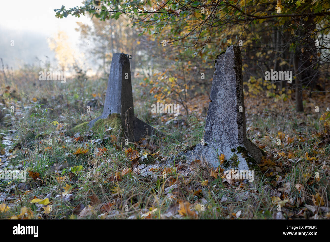 Dragon's teeth arranged in a wet area. Firewall for tanks from World ...