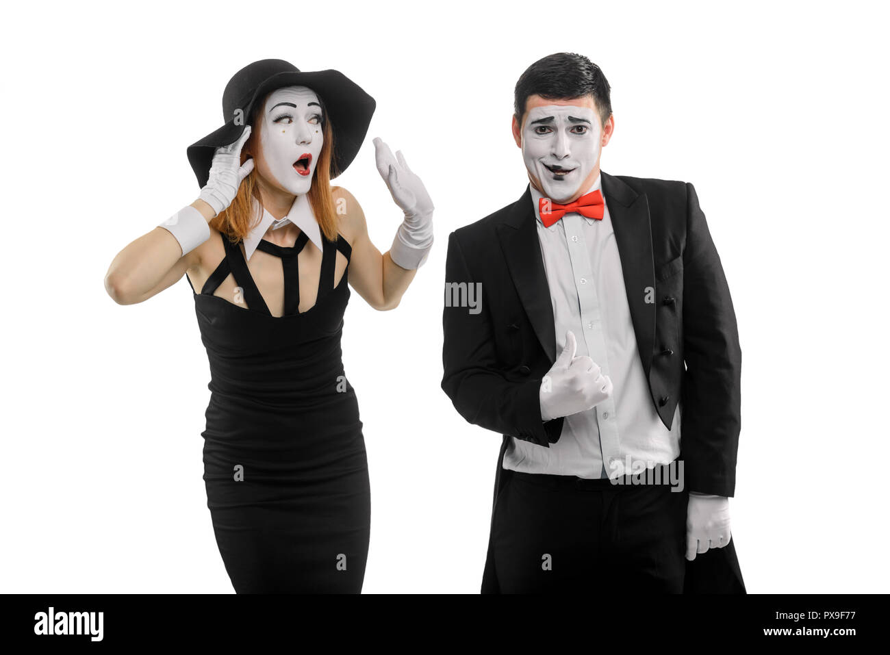 Two mimes isolated on white Stock Photo - Alamy