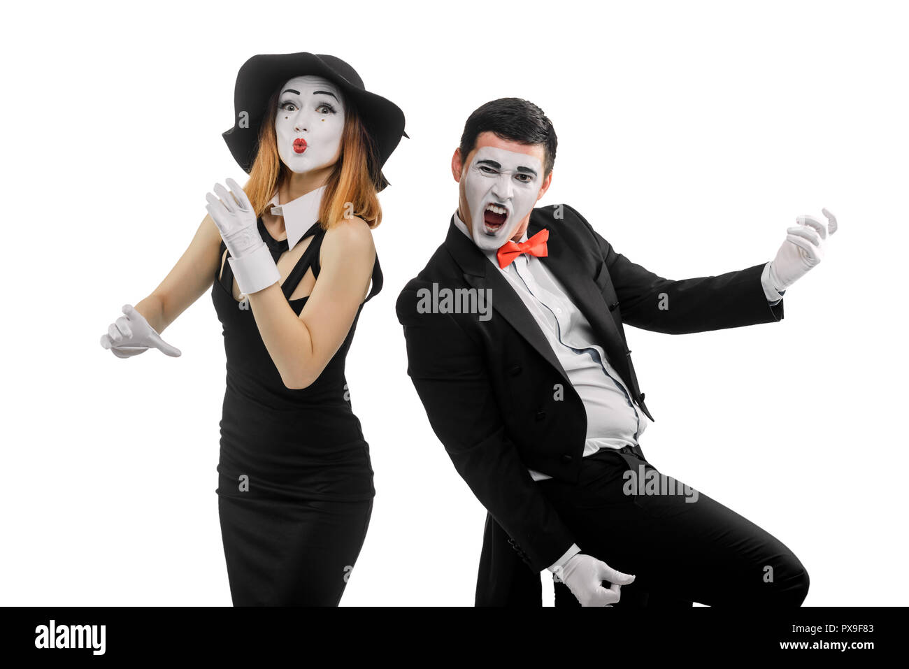 Two mimes as musicians Stock Photo - Alamy