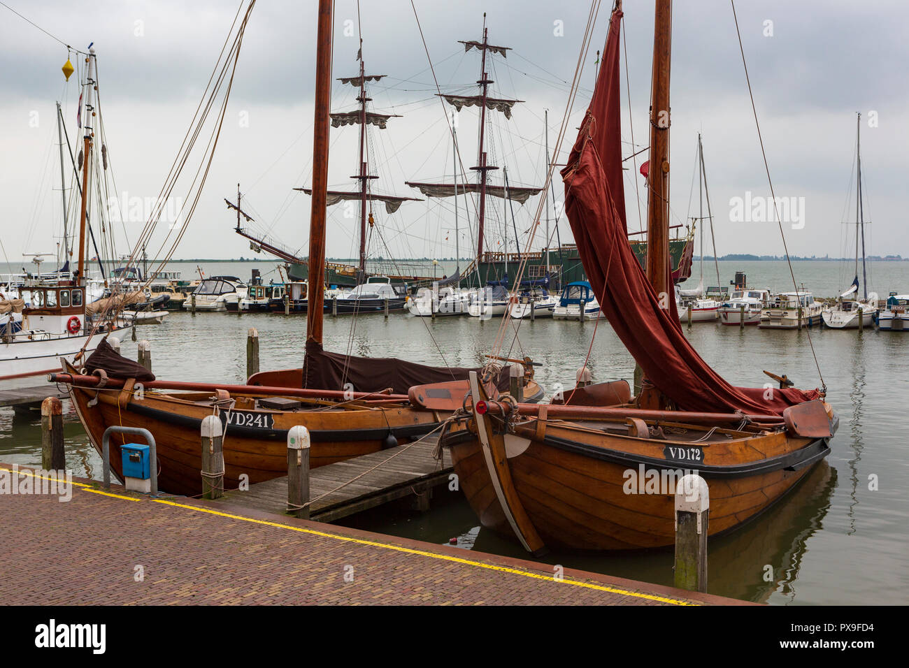 Volendam, Holland, on the Markermeer Lake, northeast of Amsterdam is ...