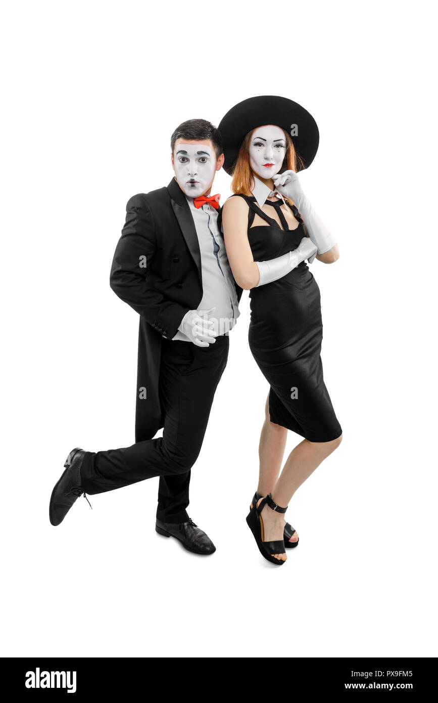 Vertical portrait of two mimes Stock Photo - Alamy