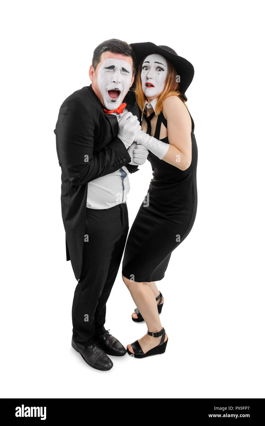 Afraid mimes standing together Stock Photo - Alamy