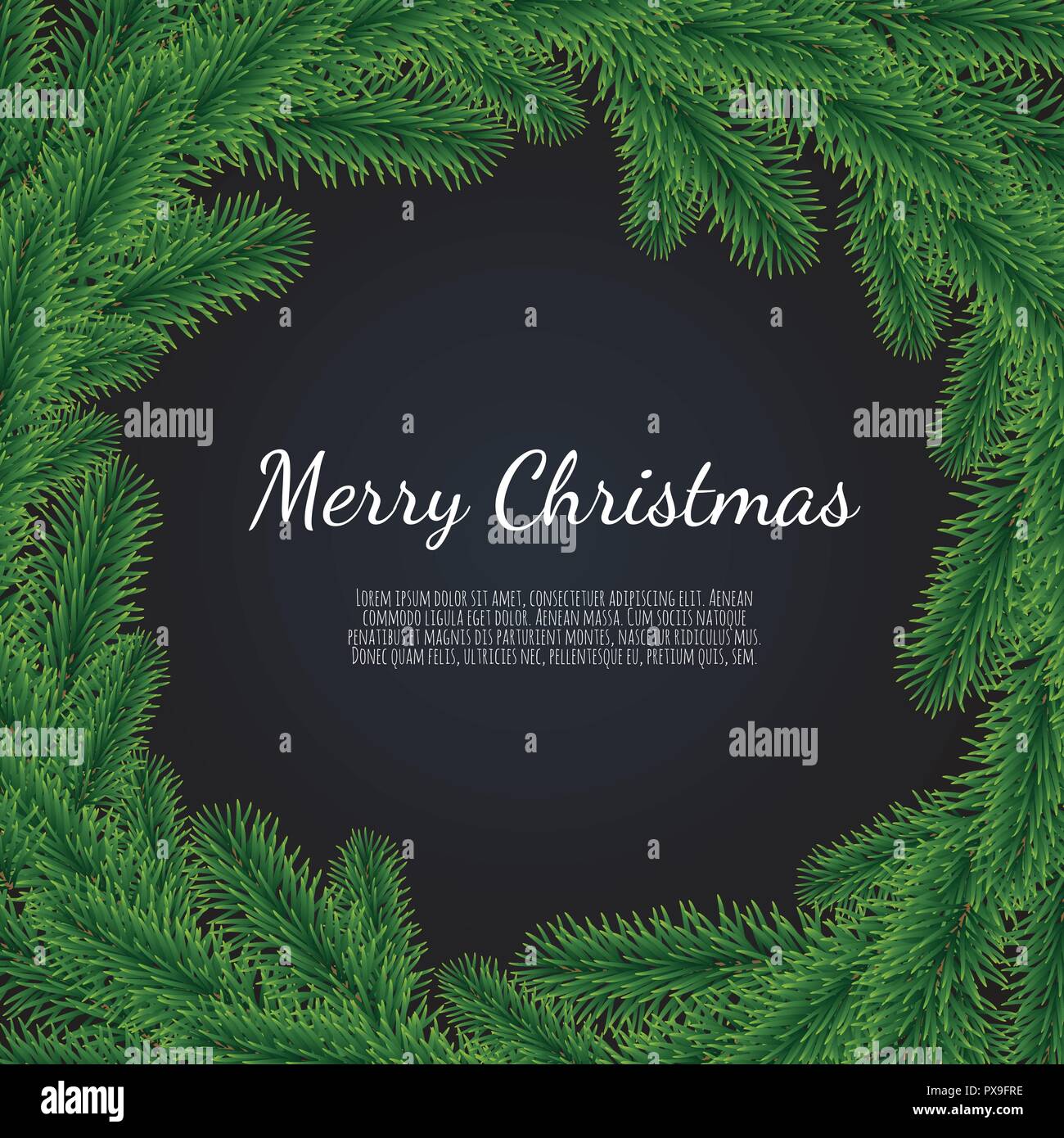 Christmas background with fir branches. Realistic fir-tree border Stock ...