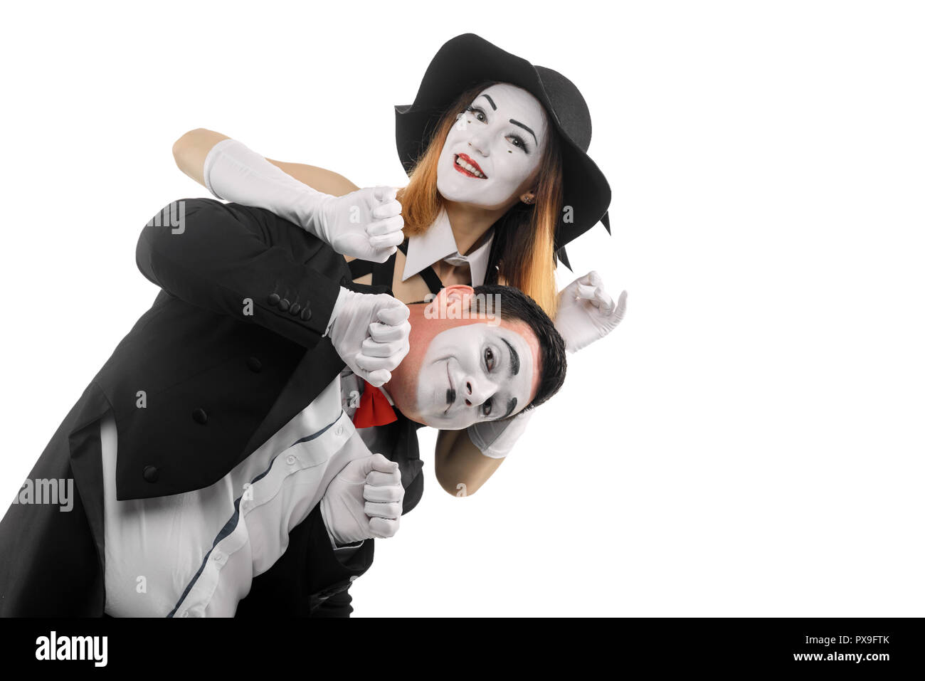 Funny mimes on white Stock Photo - Alamy