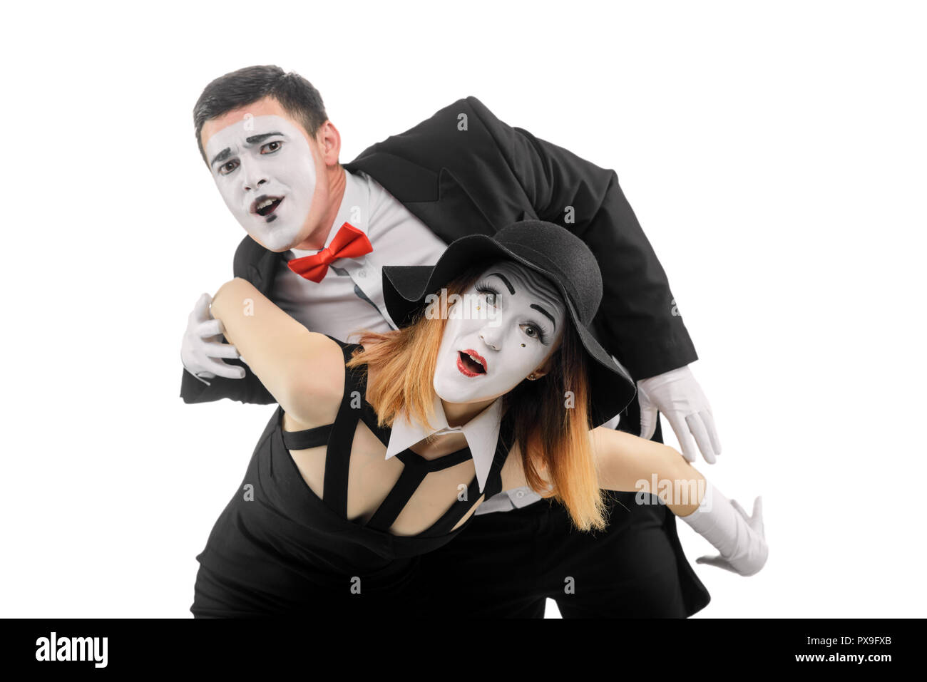Mimes monkeying at the camera Stock Photo - Alamy
