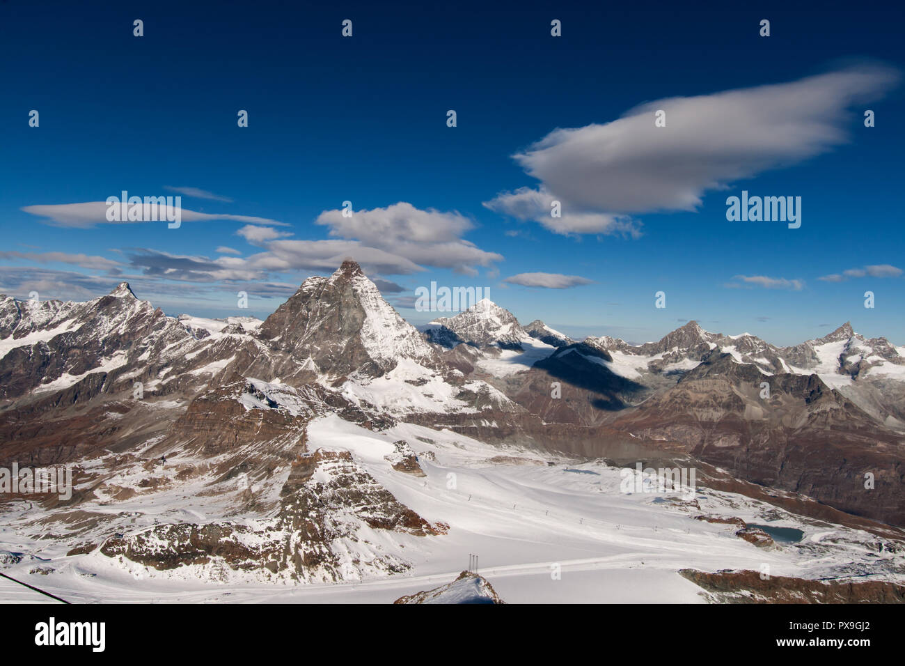 Amazing panoramic view of Matterhorn peak, Alps, Switzerland Stock ...