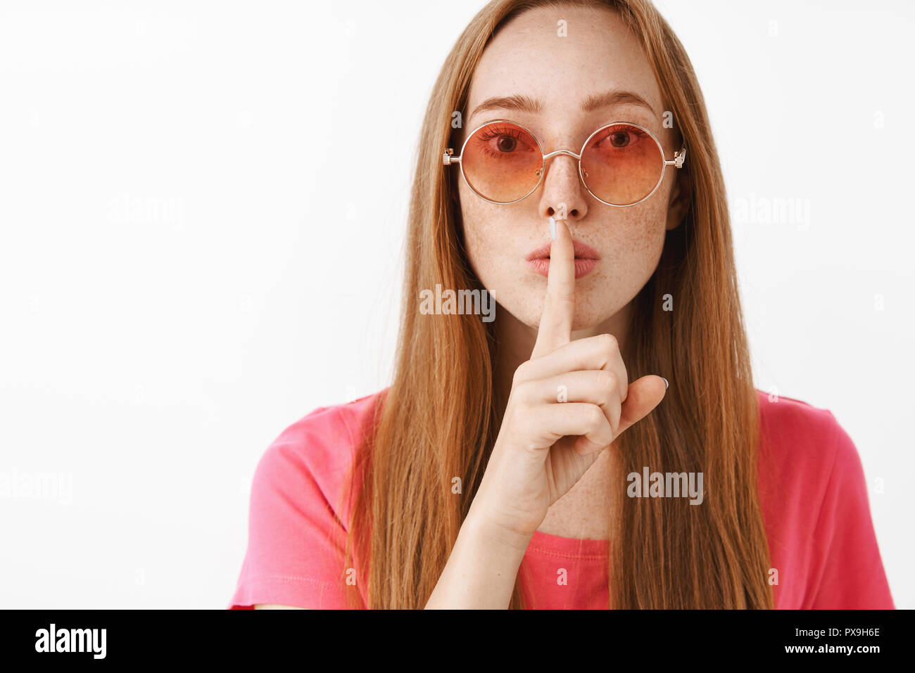 Close Up Shot Of Mysterious And Serious Feminine Attractive Redhead