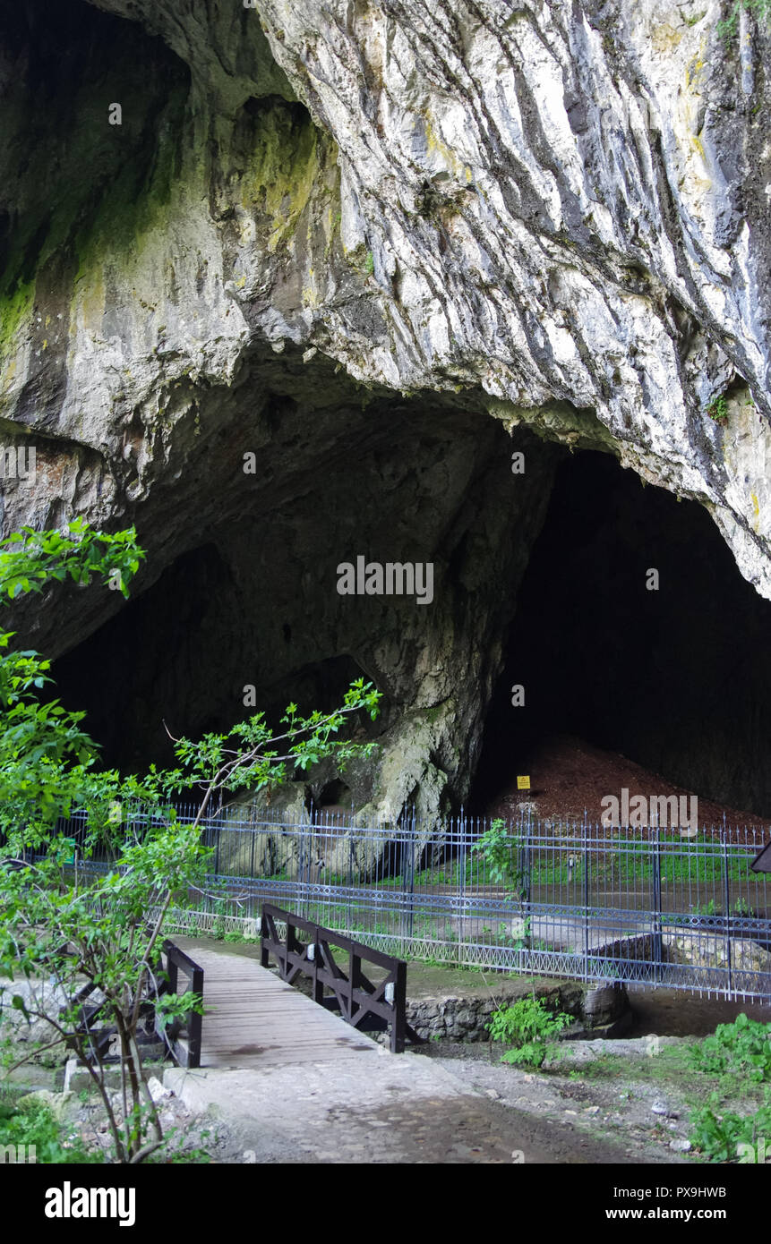 Entrance in Stopica cave, located on the mountain of Zlatibor, Serbia ...