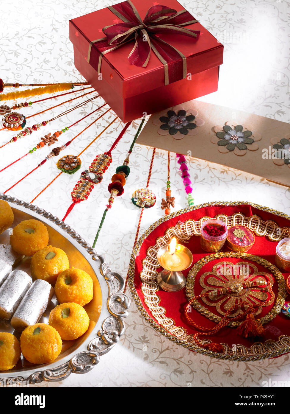 A STILL LIFE SYMBOLICALLY PORTRAYING THE FESTIVAL OF RAKSHA BANDHAN IN ...