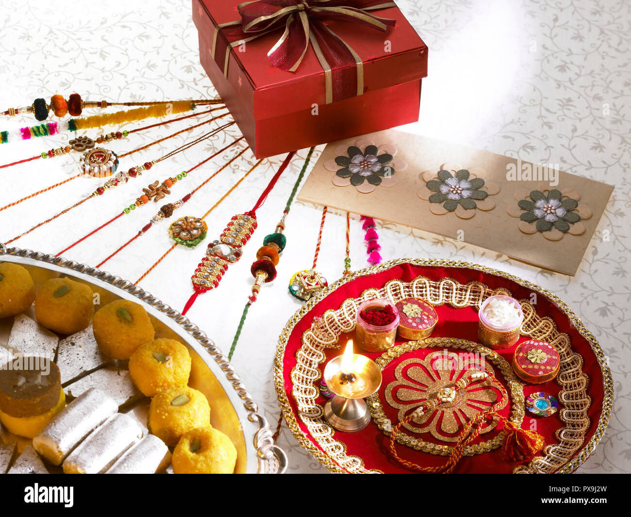 A STILL LIFE SYMBOLICALLY PORTRAYING THE FESTIVAL OF RAKSHA BANDHAN IN ...