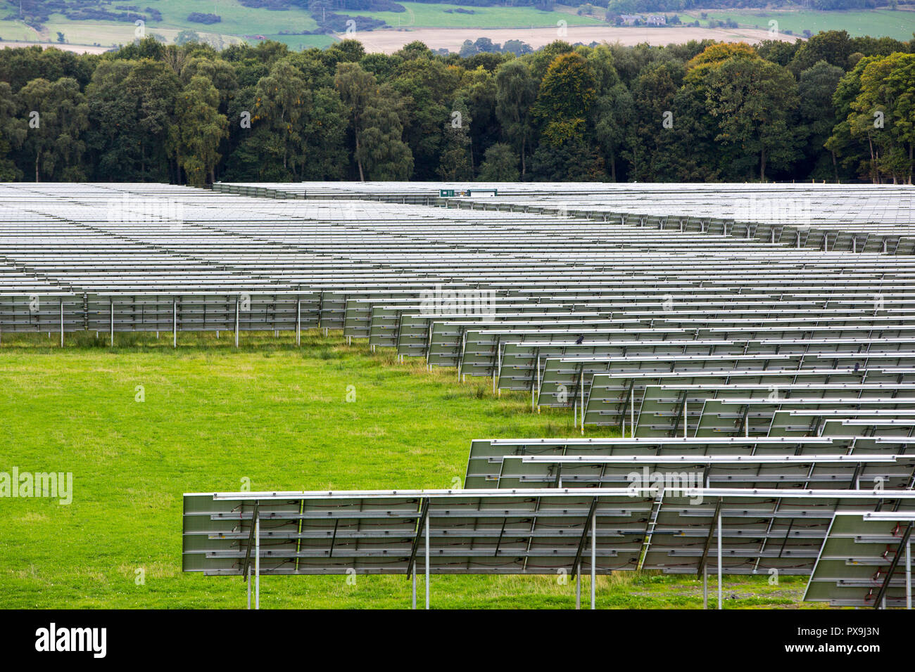 A large scale solar farm on the Errol Estate near Dundee, Scotland, UK ...