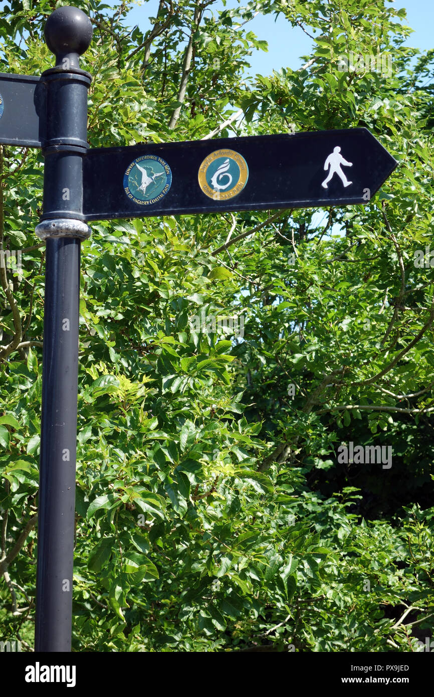Metal Signpost for the Isle of Anglesey Coastal Path in Benllech, Wales ...