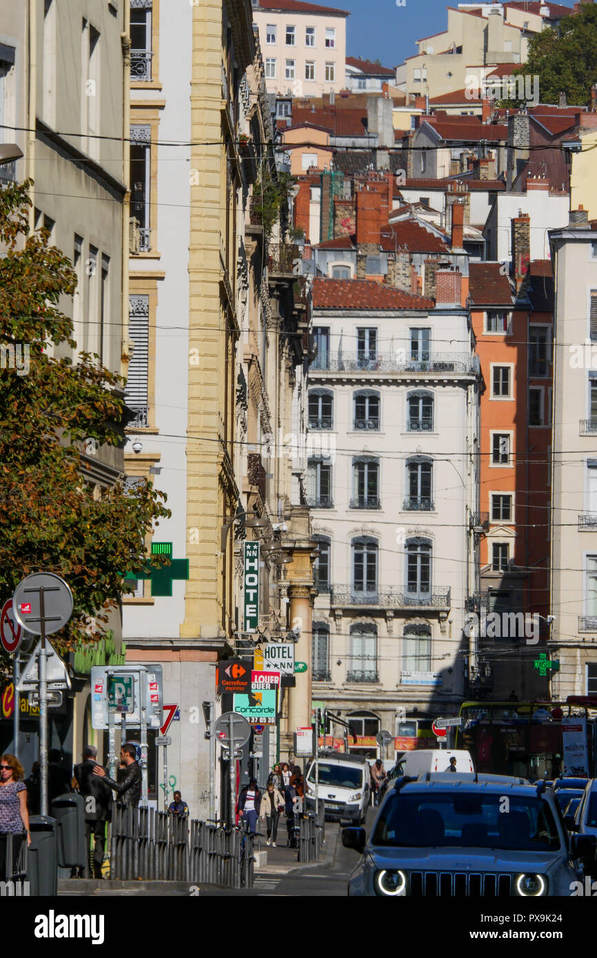 Street view in Lyon peninsula, France Stock Photo - Alamy