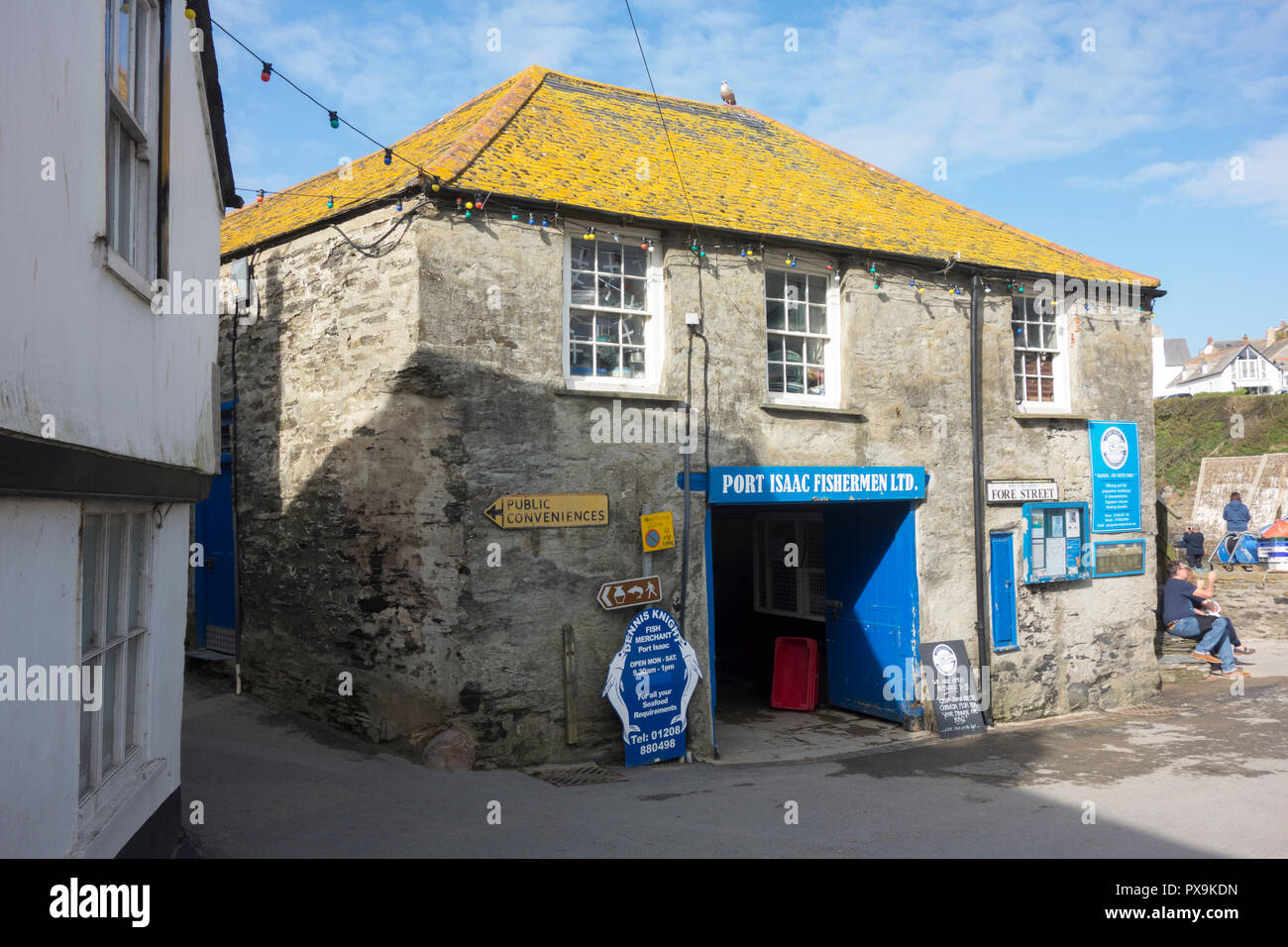 The Dennis Knight fish merchant in Port Isaac Cornwall Stock Photo - Alamy