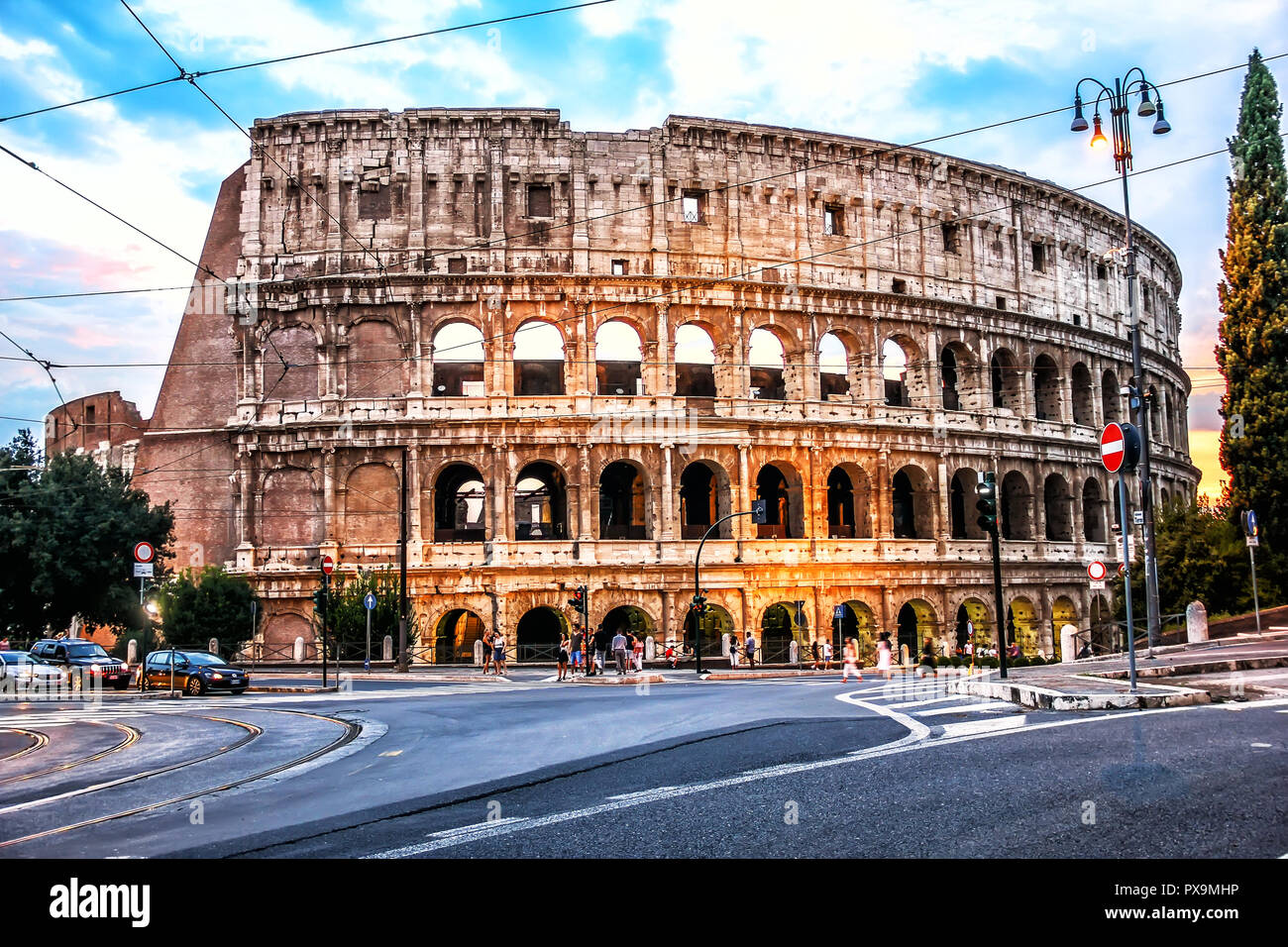 Rome/Italy - August 26, 2018: The Coliseum view from the Piazza del ...