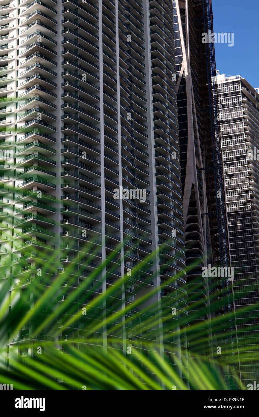 Close up architectural detail from skyscraper building exterior in ...