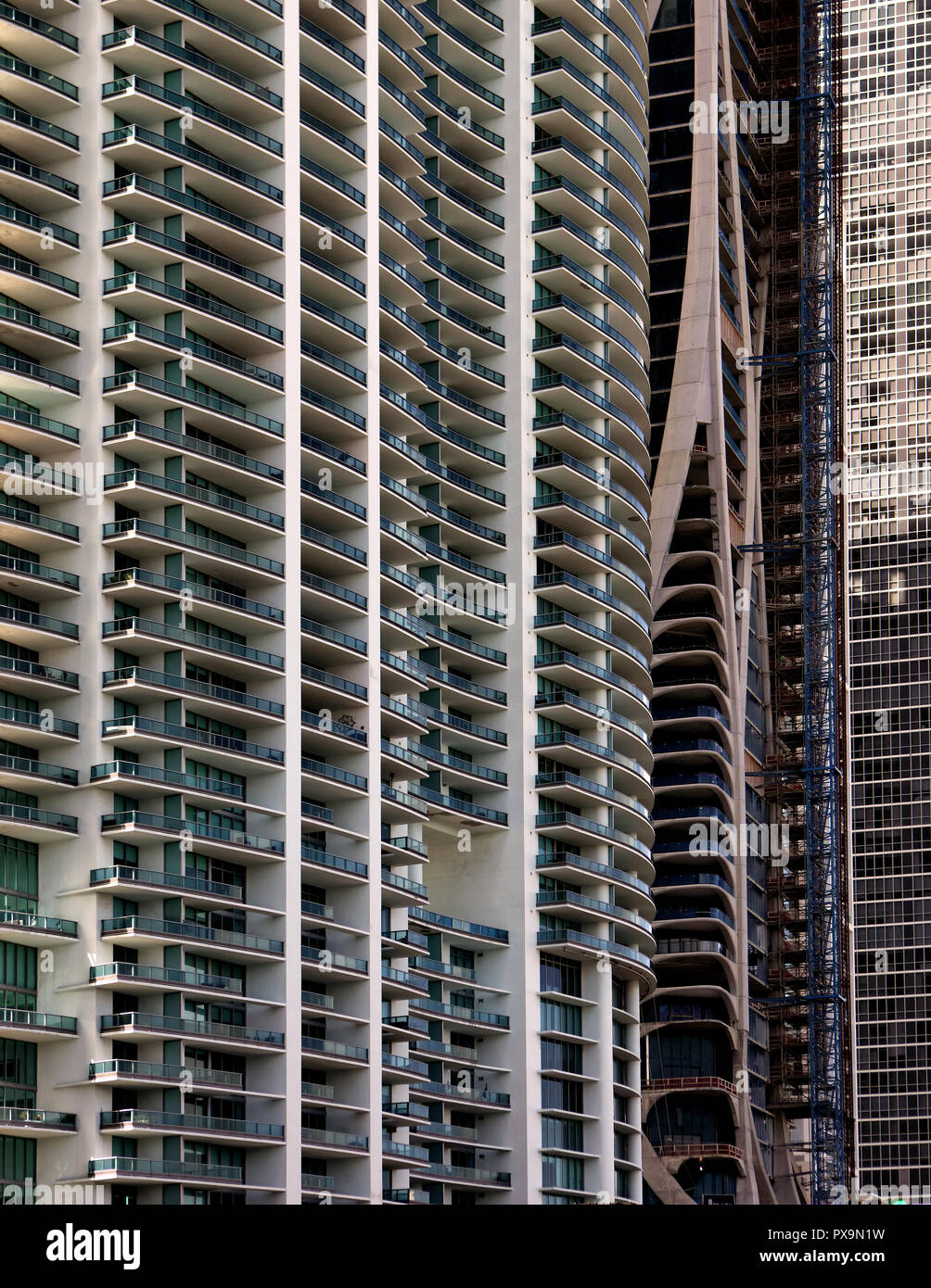 Close up architectural detail from skyscraper building exterior in ...