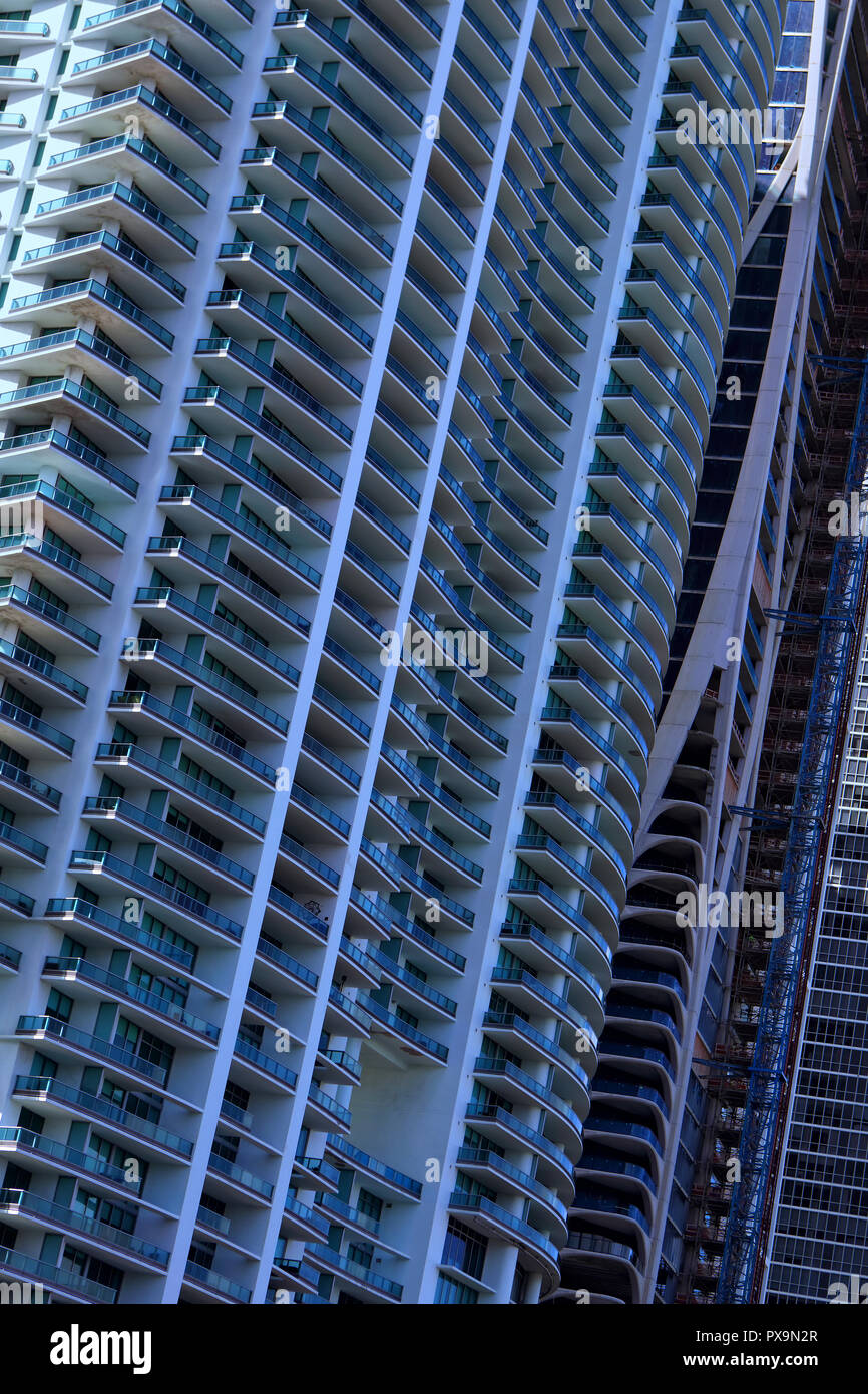 Close up architectural detail from skyscraper building exterior in ...