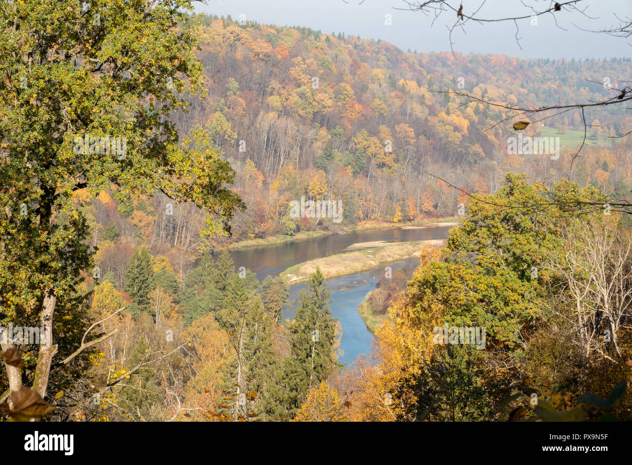 Deep river valley between forests in autumn Stock Photo - Alamy
