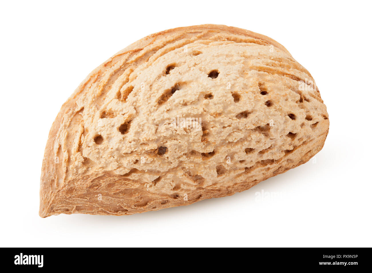 Almond nut in shell isolated on white background, clipping path, full ...