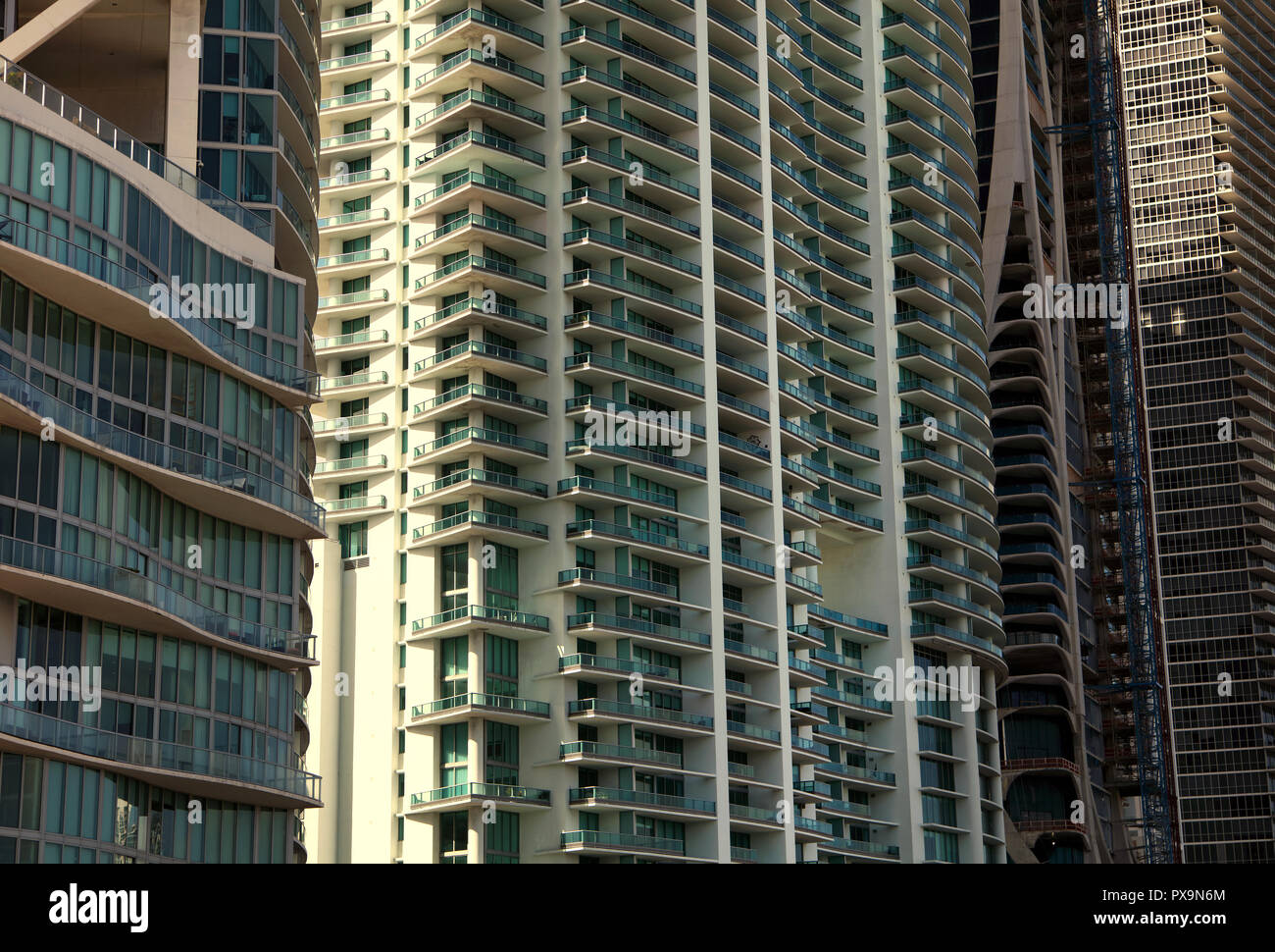 Close up architectural detail from skyscraper building exterior in ...