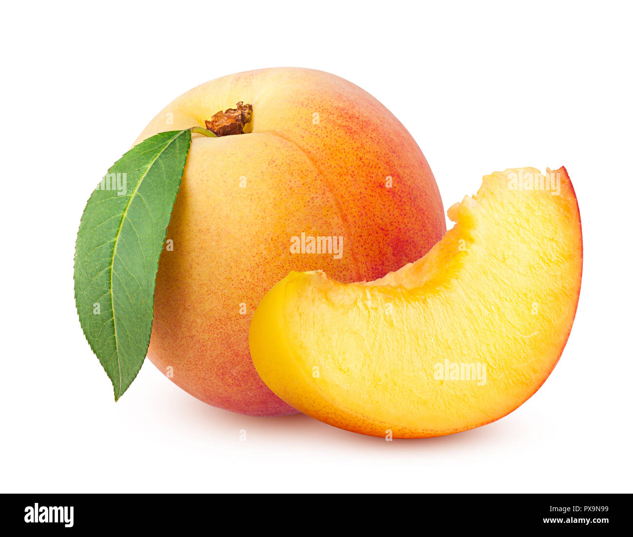 Peach isolated on white background, clipping path, full depth of field ...