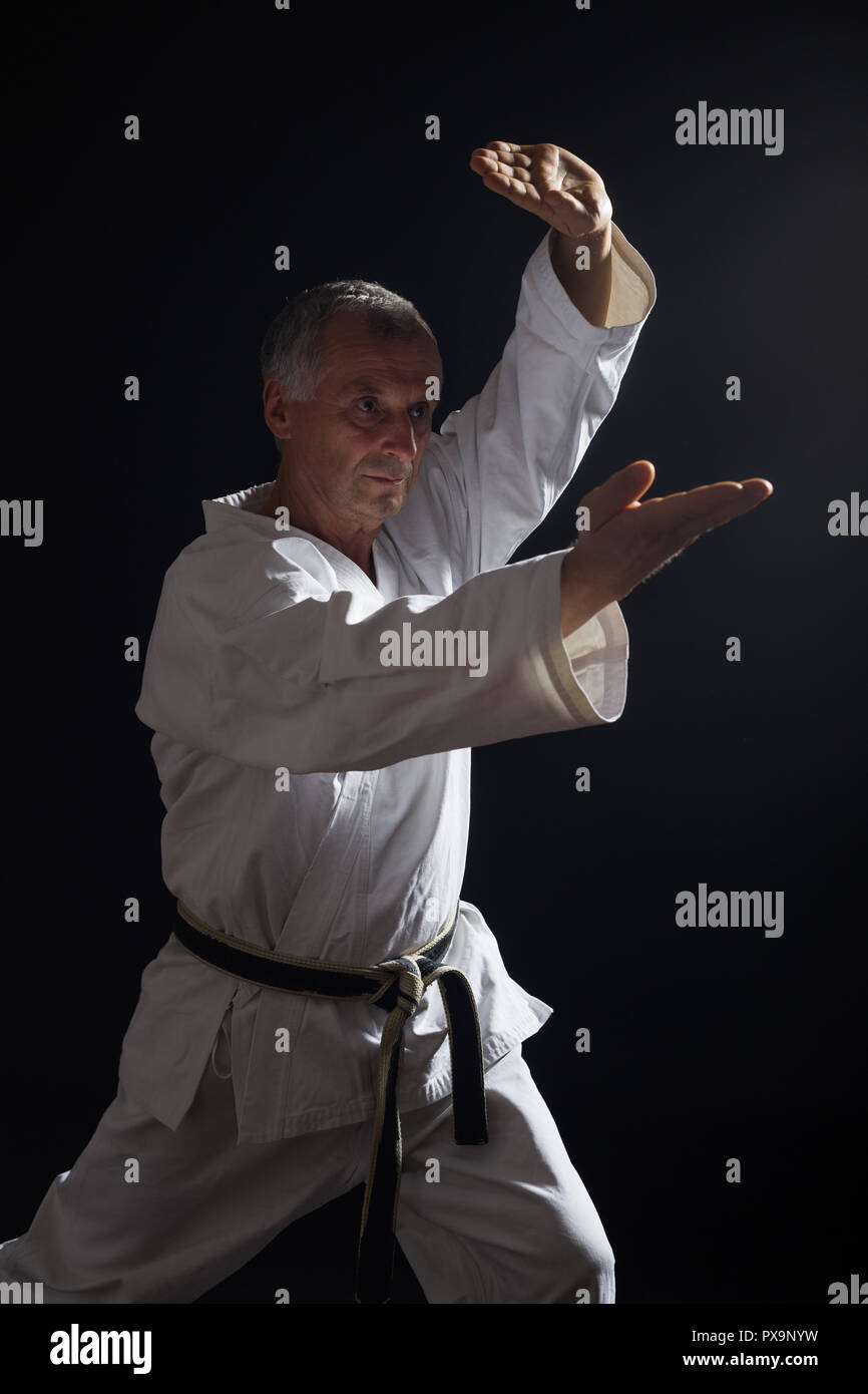 Senior man practicing karate Stock Photo - Alamy