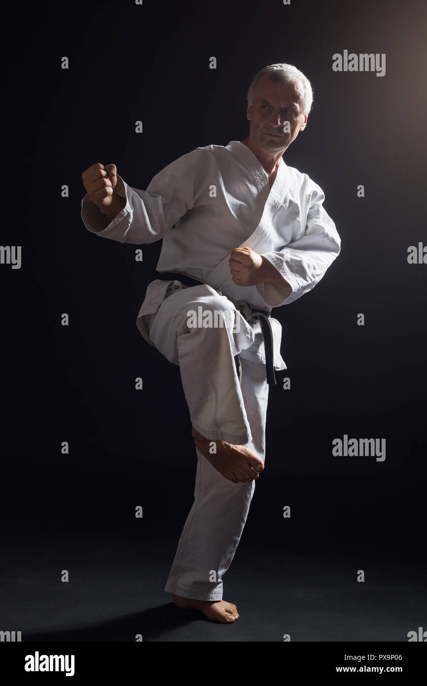 Senior man practicing karate Stock Photo - Alamy