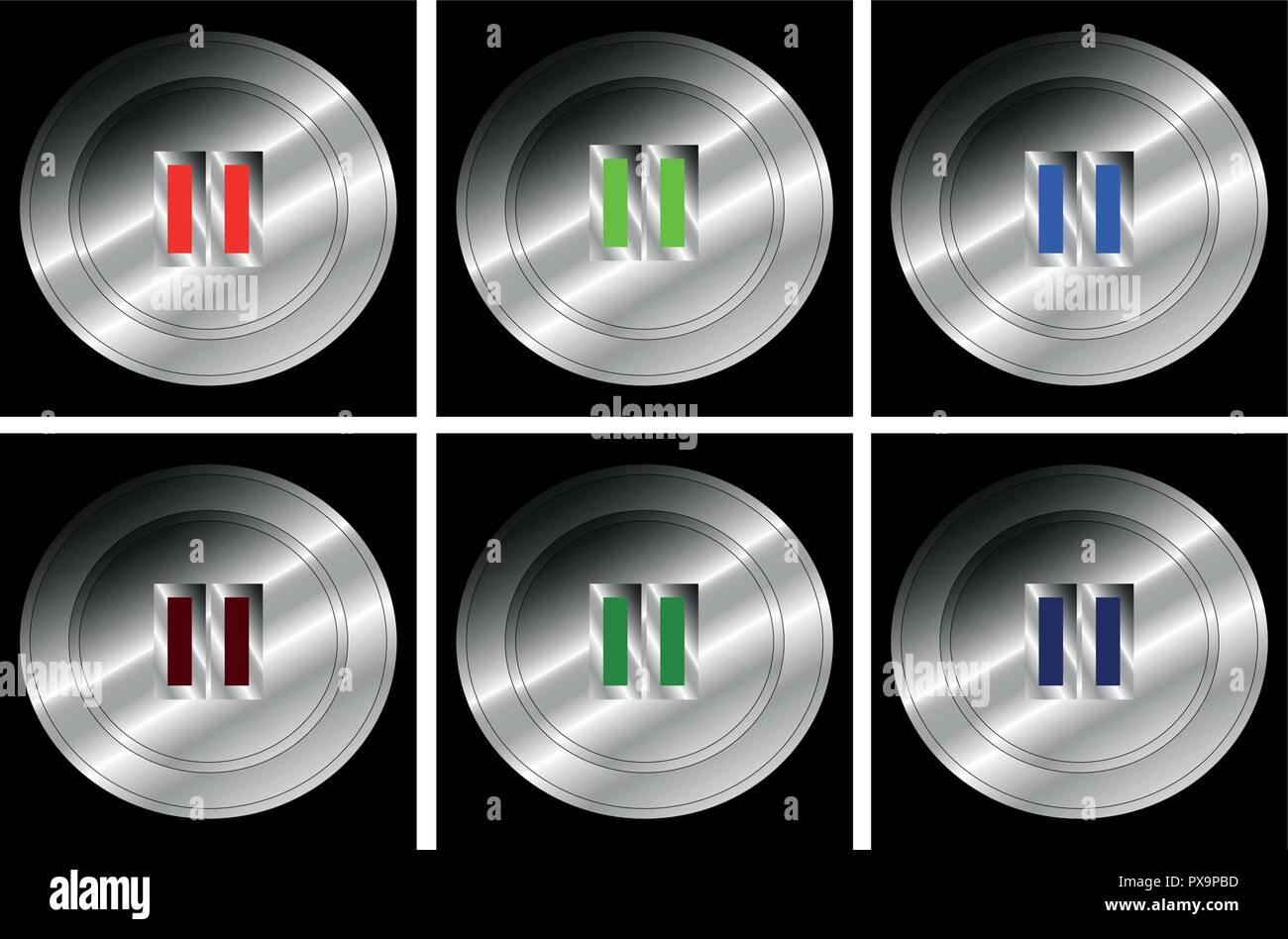 Set of push buttons for Pause - Vector Stock Vector Image & Art - Alamy