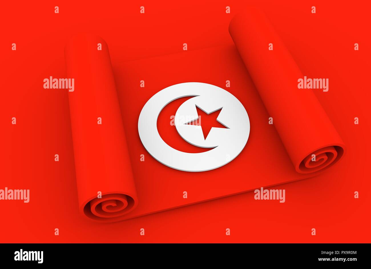 Paper scroll textured by Tunisia flag Stock Photo - Alamy