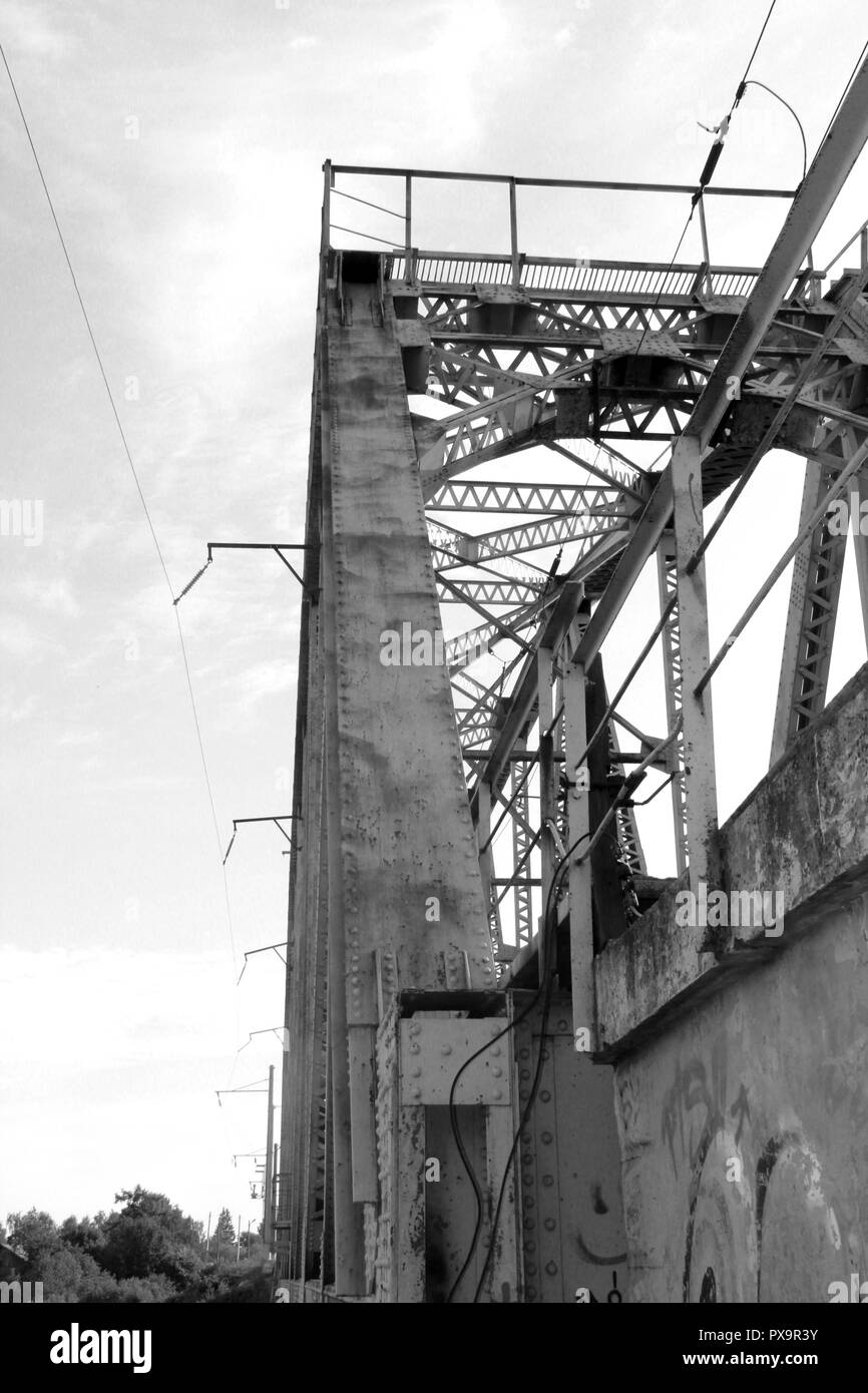Railway construction crossing view Black and White Stock Photos ...