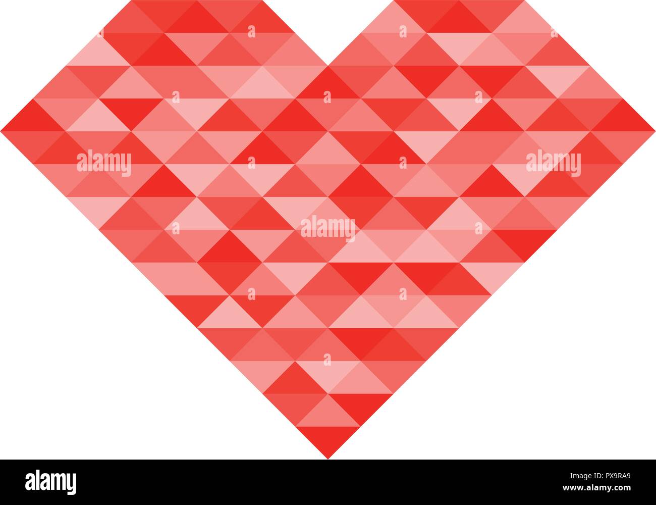 Abstract heart shape consist of red triangle on white background Stock ...