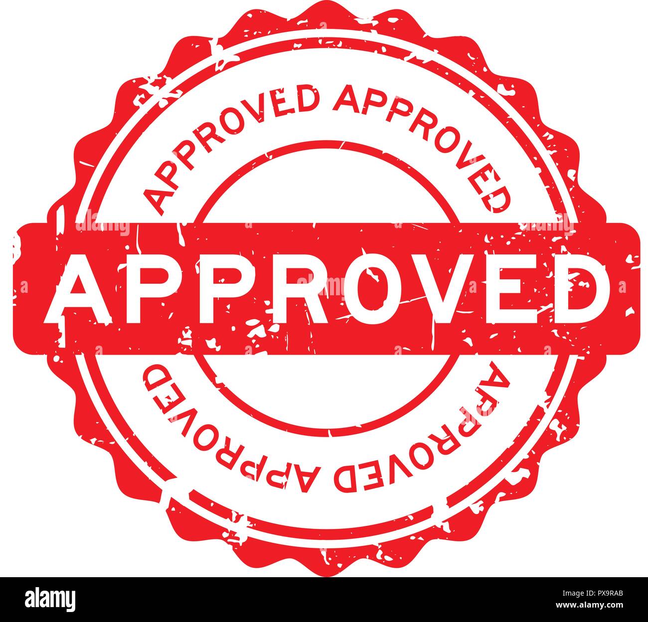 Grunge red approve round rubber seal stamp on white background Stock ...