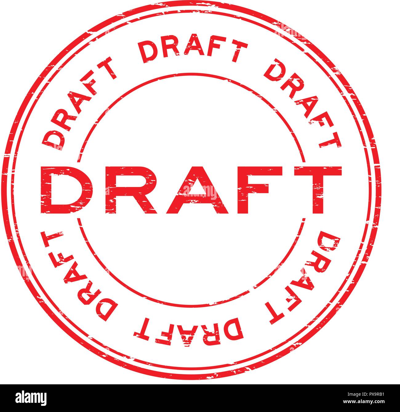 Grunge draft round rubber stamp on white background Stock Vector Image ...