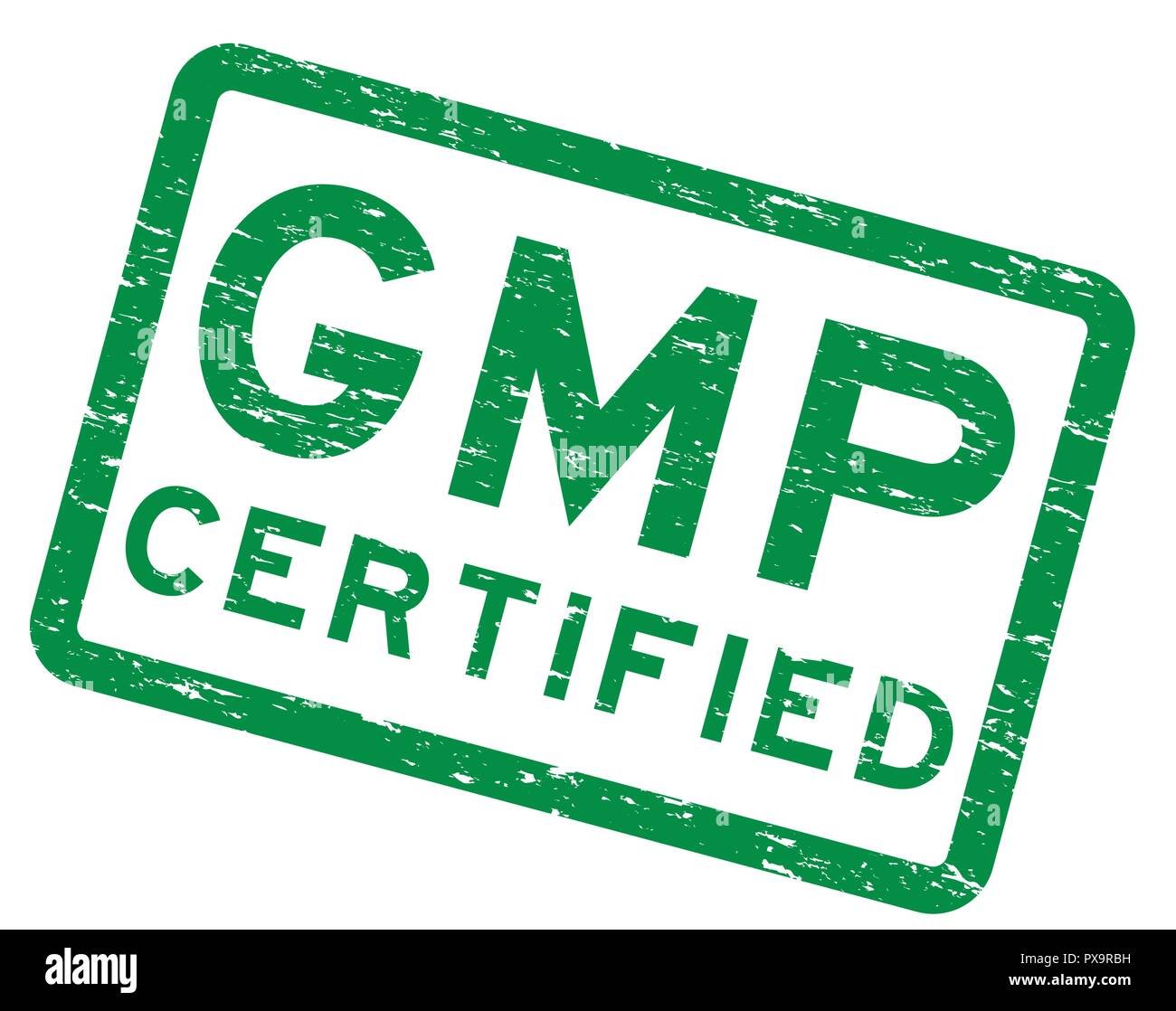 Grunge green GMP (Good Manufacturing Practices) certified square rubber ...