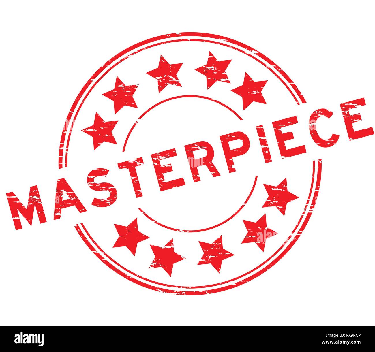 Grunge red masterpiece round rubber stamp on white background Stock ...