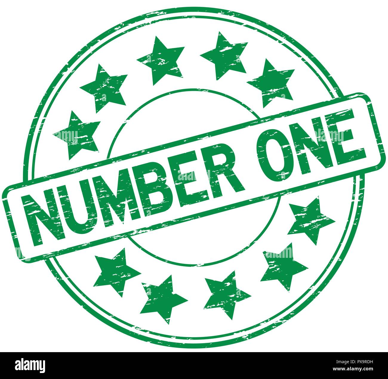 Grunge green number one with star icon round rubber stamp Stock Vector ...