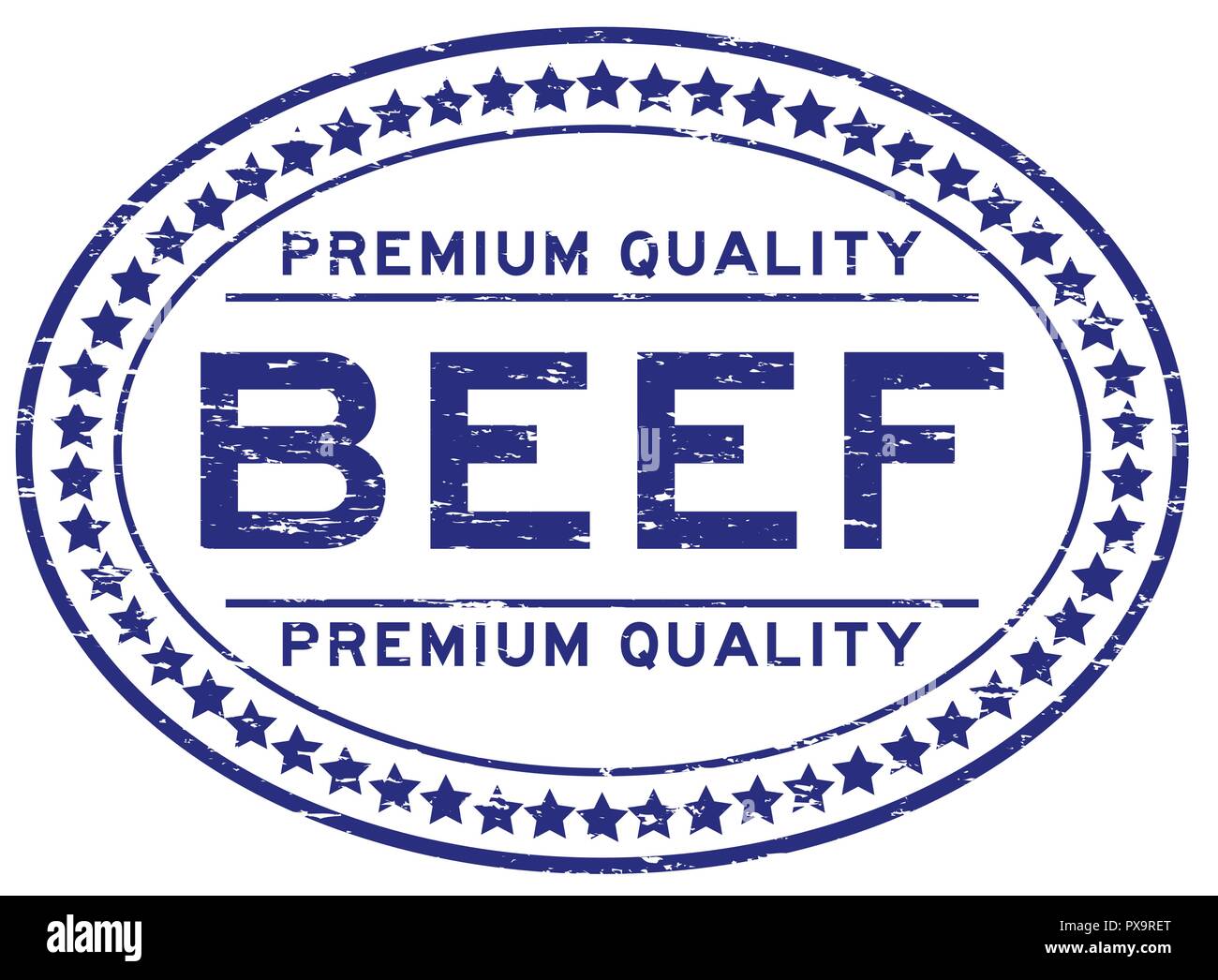 Grunge blue premium quality beef oval rubber stamp Stock Vector Image ...