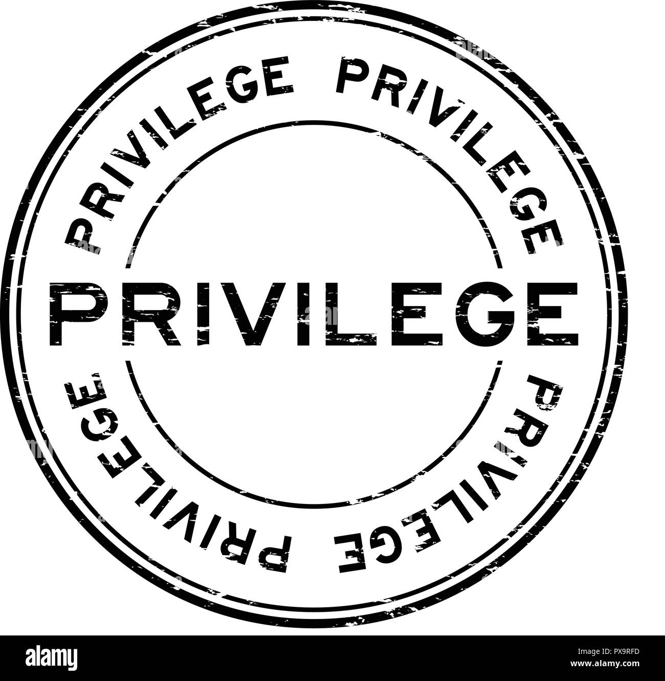 Grunge black privilege round rubber stamp on white background Stock ...