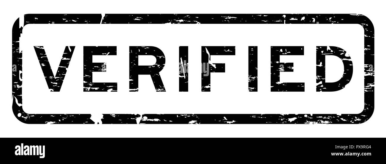 Grunge black verified square rubber stamp on white background Stock ...