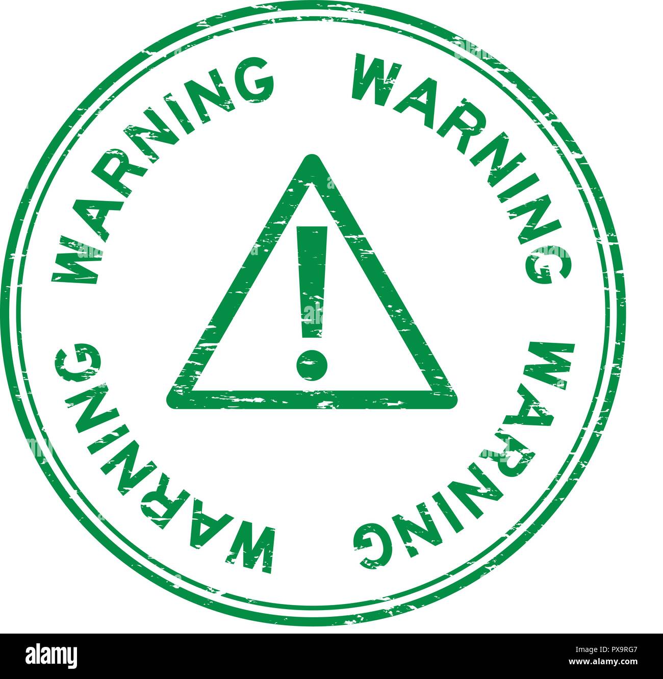 Grunge green warning round rubber seal stamp on white background Stock ...