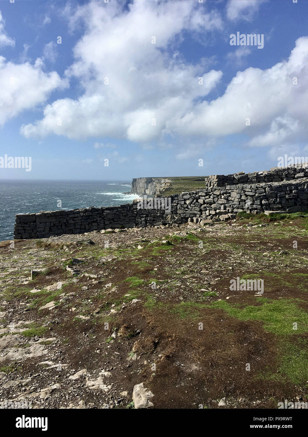 A vertical view of inside the ancient fort of Dun Aengus in Inis Mor ...
