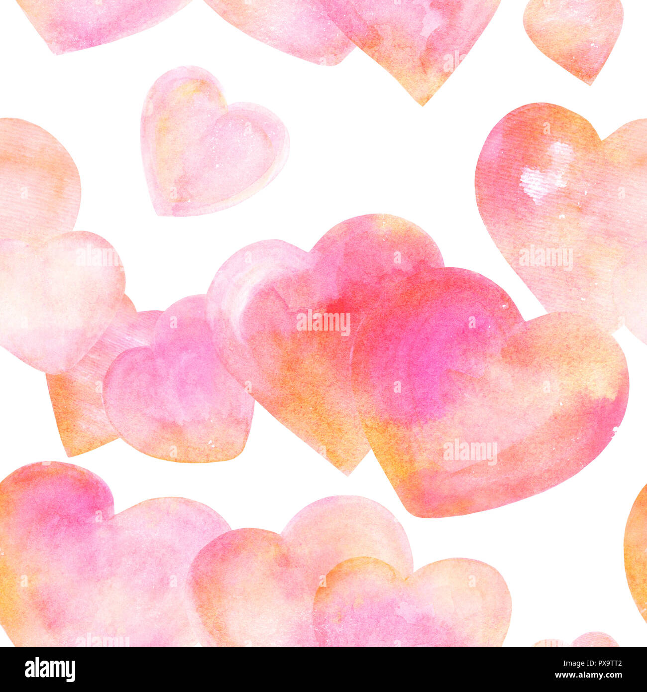 Hand drawn watercolor hearts pattern hi-res stock photography and ...