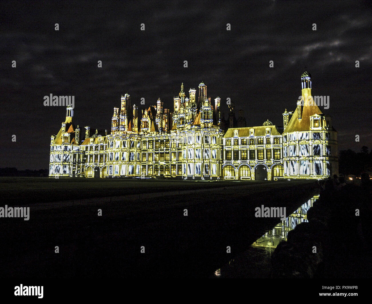 Light projection, Loire castle, Chateau de Chambord, France, Loire ...