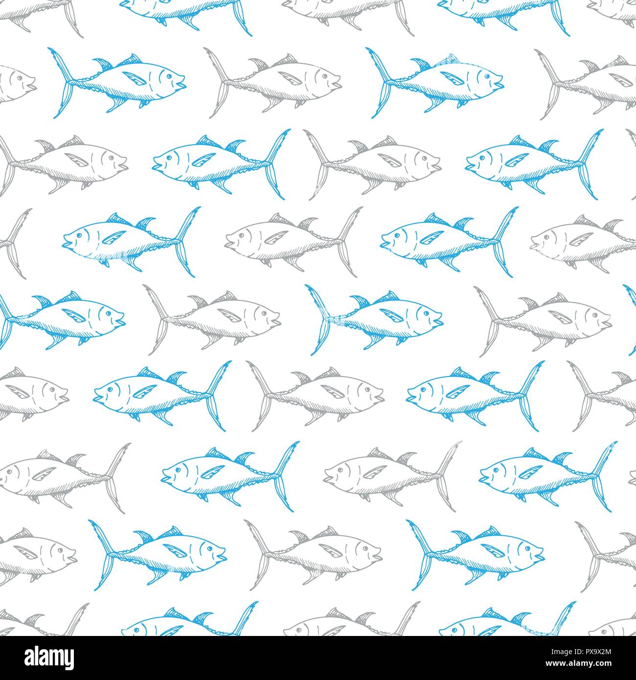 Fishes seamless pattern. Fishes swimming in different directions ...
