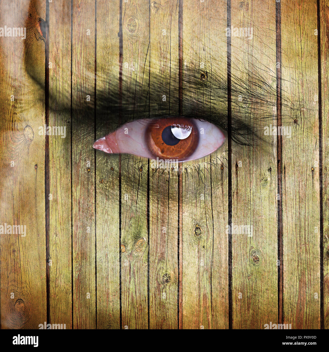 Angry man face covered with wooden texture Stock Photo - Alamy