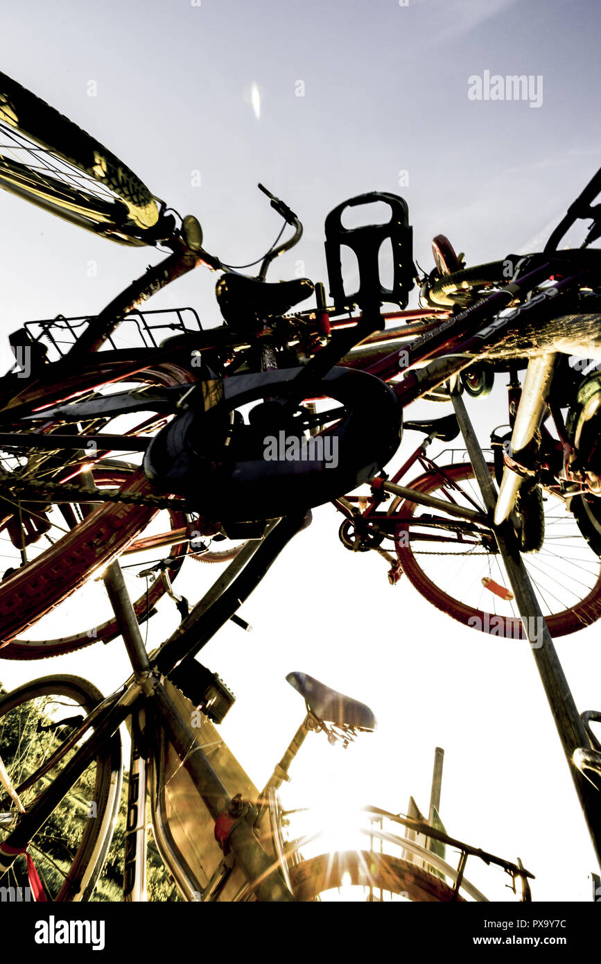 Bicycle installation, Burgenland, Austria, Neusiedlersee Seewinkel ...