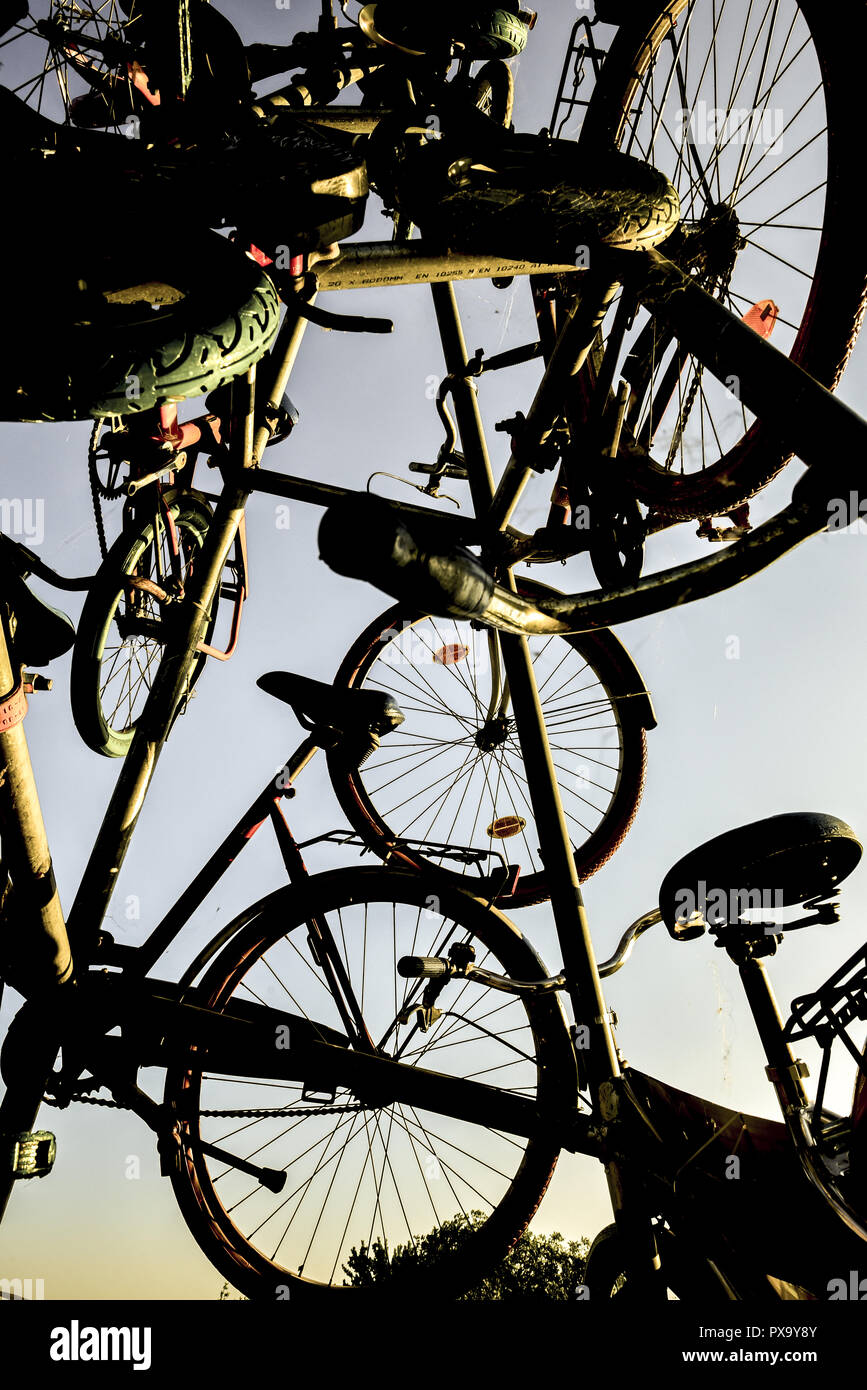 Bicycle installation, Burgenland, Austria, Neusiedlersee Seewinkel ...