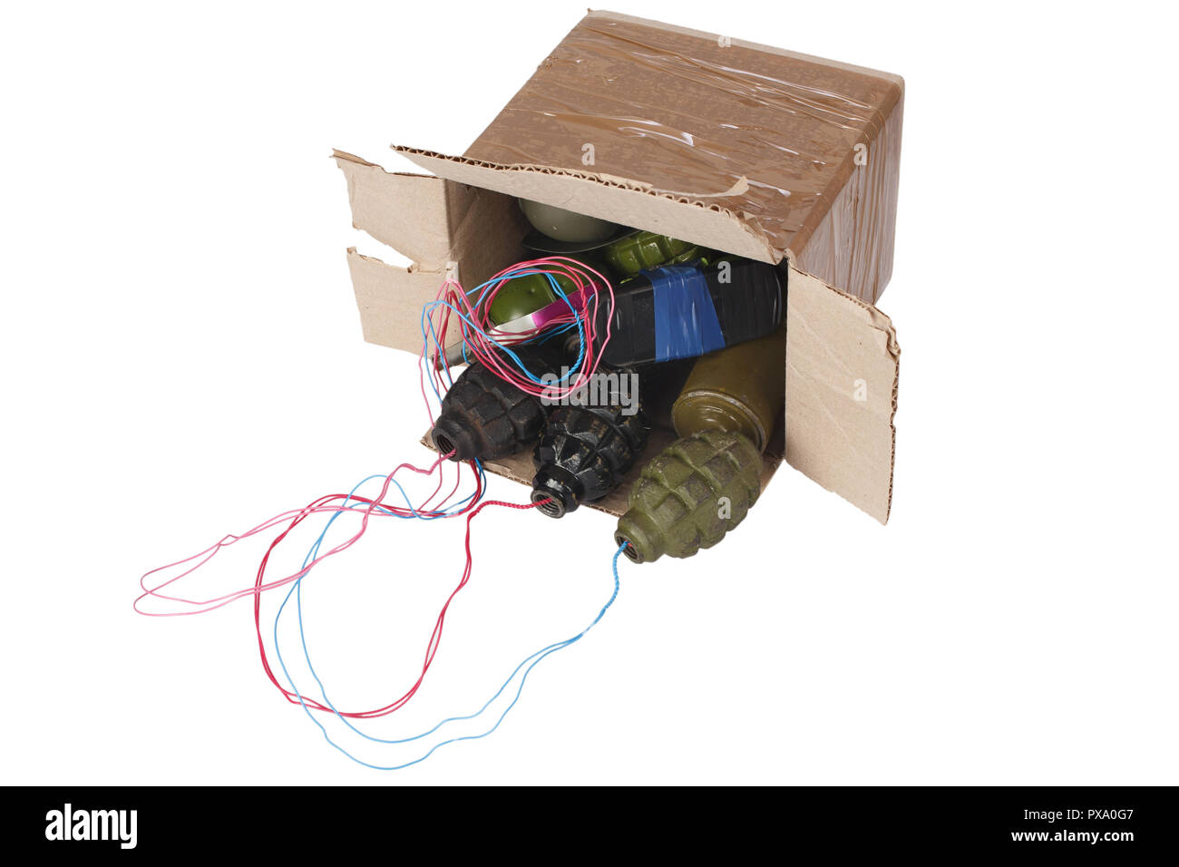 Letter bomb IED - Improvised Explosive Device in mailbox isolated on ...