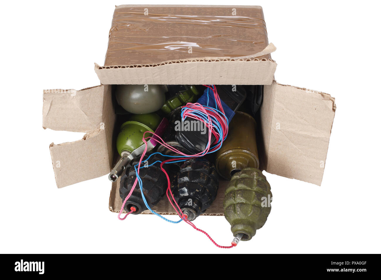 Letter bomb IED - Improvised Explosive Device in mailbox isolated on ...